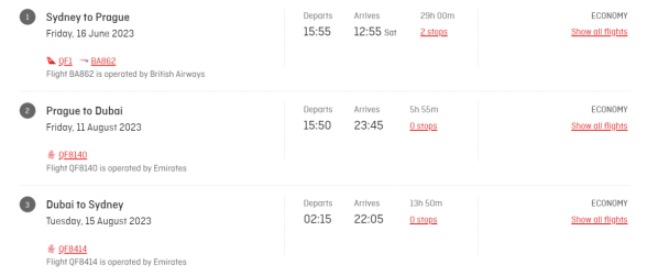 Multi-city booking error (15012, 23951, 126) | Australian Frequent Flyer