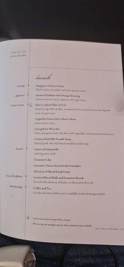 Singapore Airlines Business Class Meals & Menus | Australian Frequent Flyer