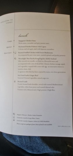 Singapore Airlines Business Class Meals & Menus | Australian Frequent Flyer