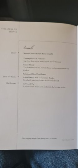 Singapore Airlines Business Class Meals & Menus | Australian Frequent Flyer